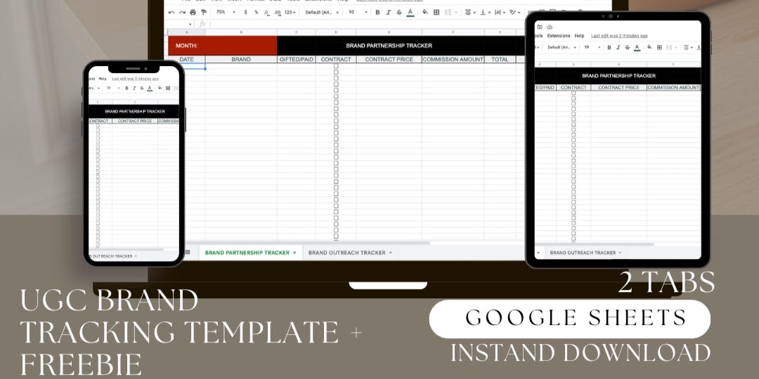 1 UGC BRAND TRACKING TEMPLATE + FREEBIE BRAND OUTREACH TRACKING TAB ...