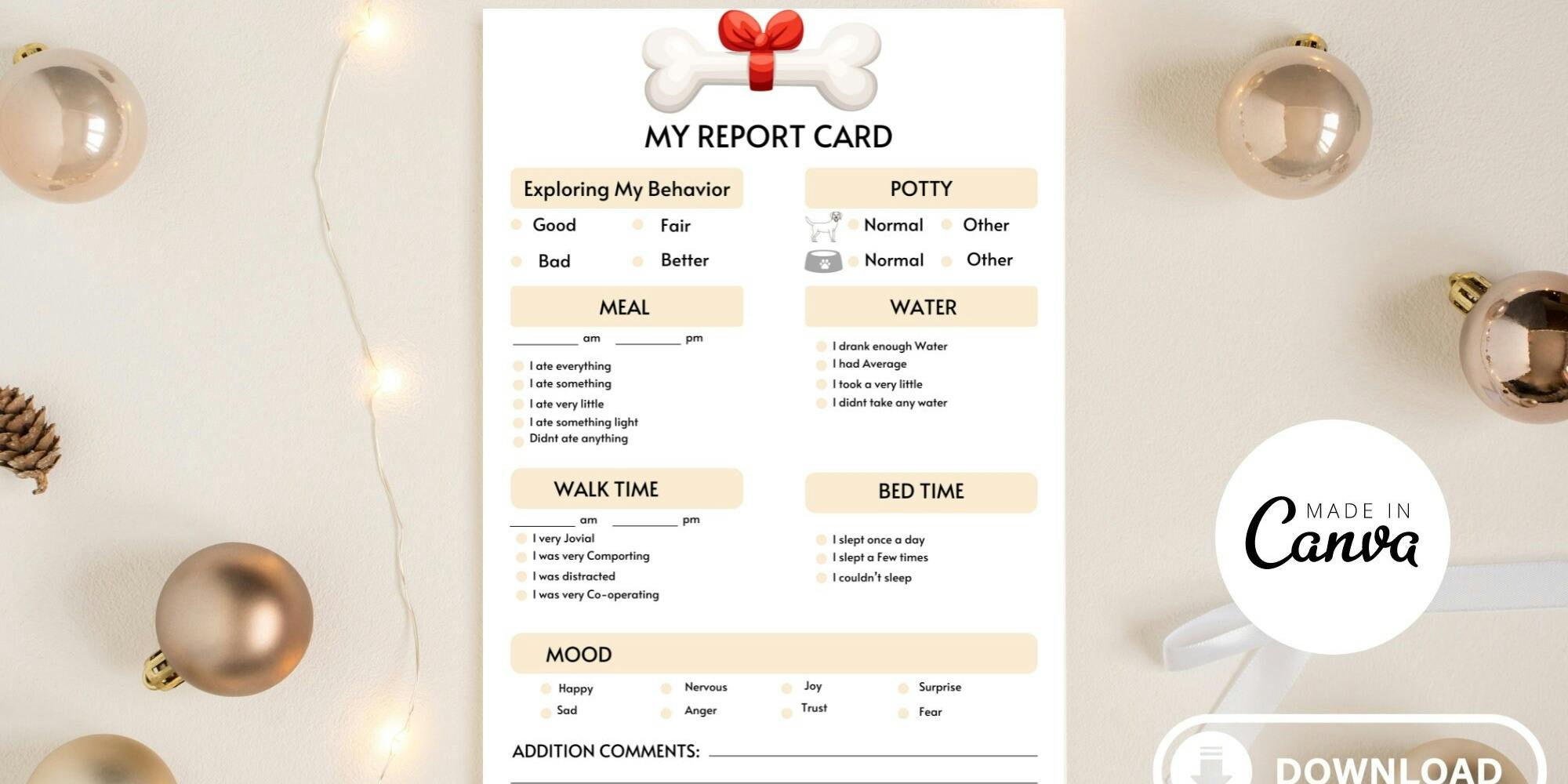 Planoly Creator Store | Customizable Pet Report Card Template: Stylish ...